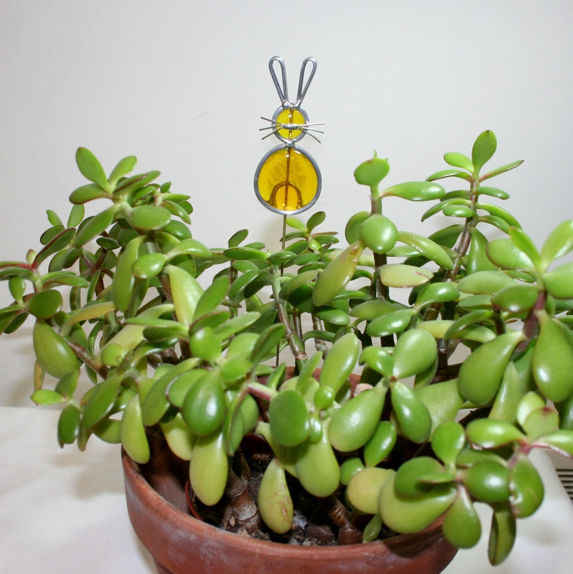 Stained Glass Bunny Rabbit Plant Stake Yellow Bunny Garden - Etsy