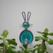 Stained Glass Teal Blue Bunny Rabbit Plant Stake, Garden Art - Etsy