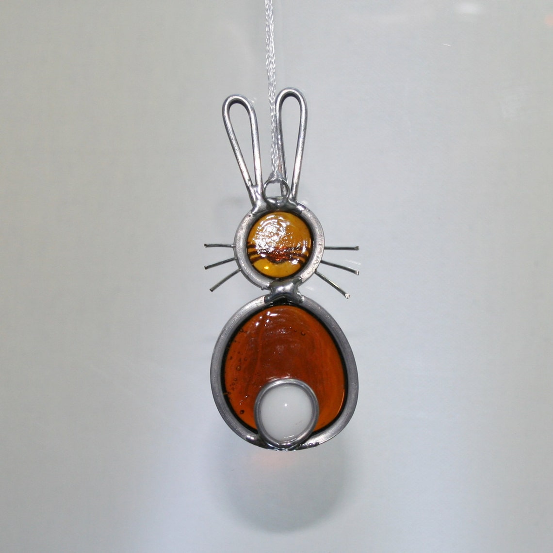 Stained Glass Bunny Rabbit Ornament Amber Bunny Suncatcher | Etsy