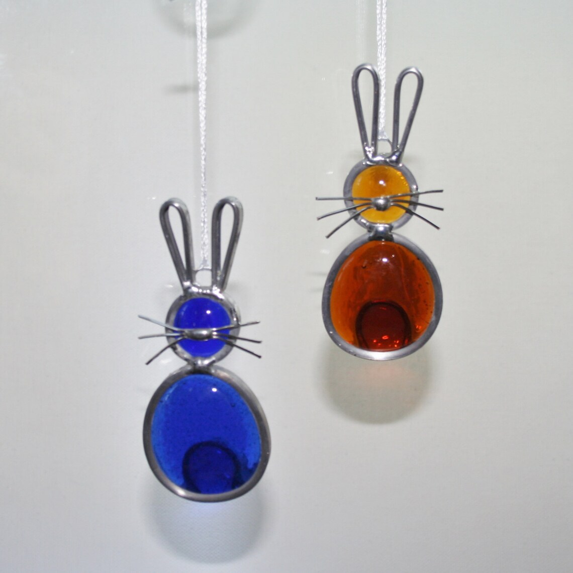 Stained Glass Bunny Rabbit Ornament Amber Bunny Suncatcher | Etsy