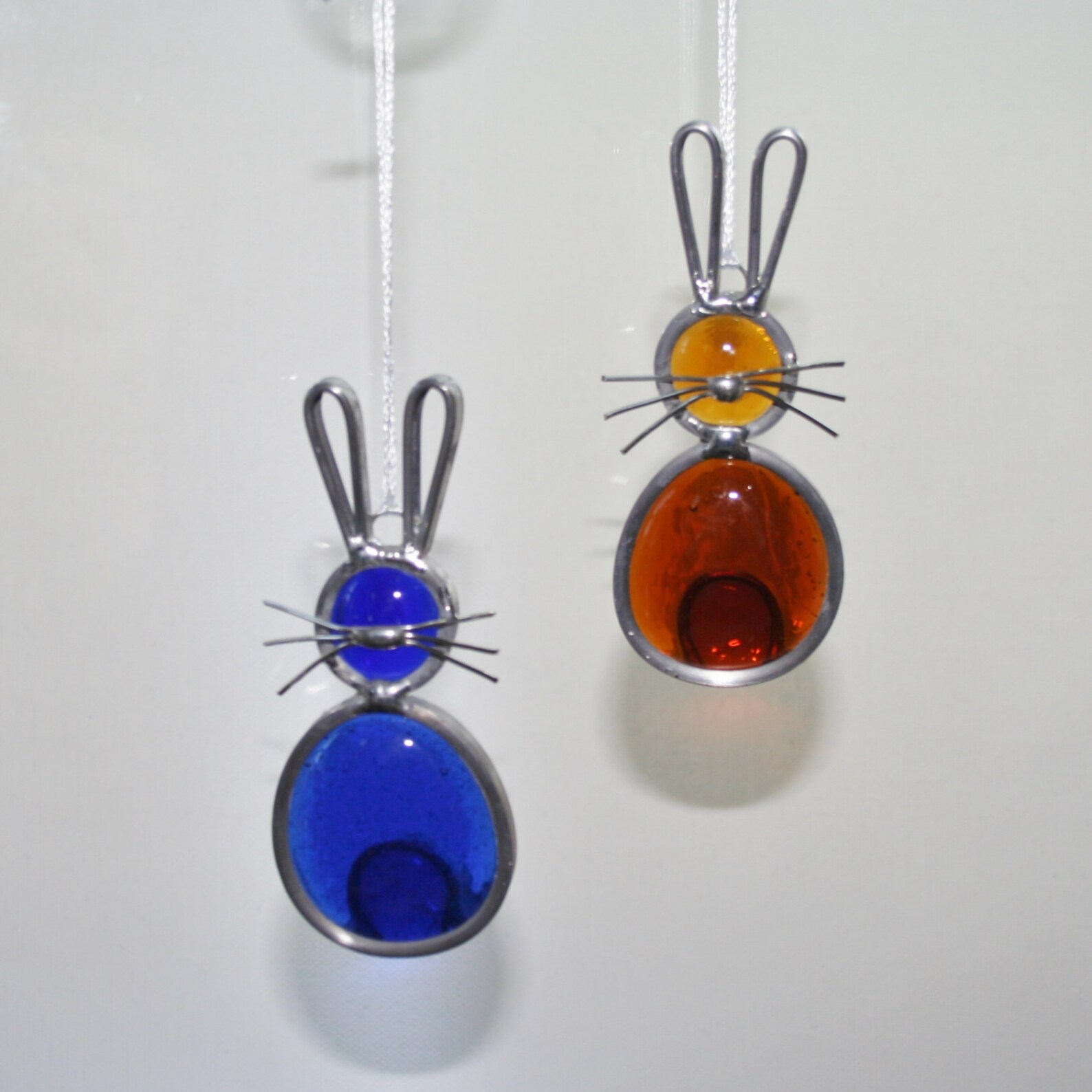 Stained Glass Bunny Rabbit Ornament Amber Bunny Suncatcher - Etsy