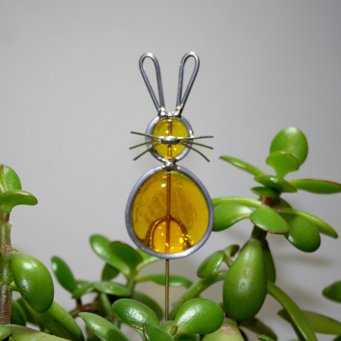 Stained Glass Bunny Rabbit Plant Stake Yellow Bunny Garden - Etsy