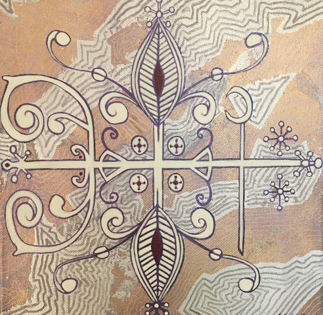12"x12" Giclee Print of 'papa Legba Veve Symbol' Handmade Acrylic ...