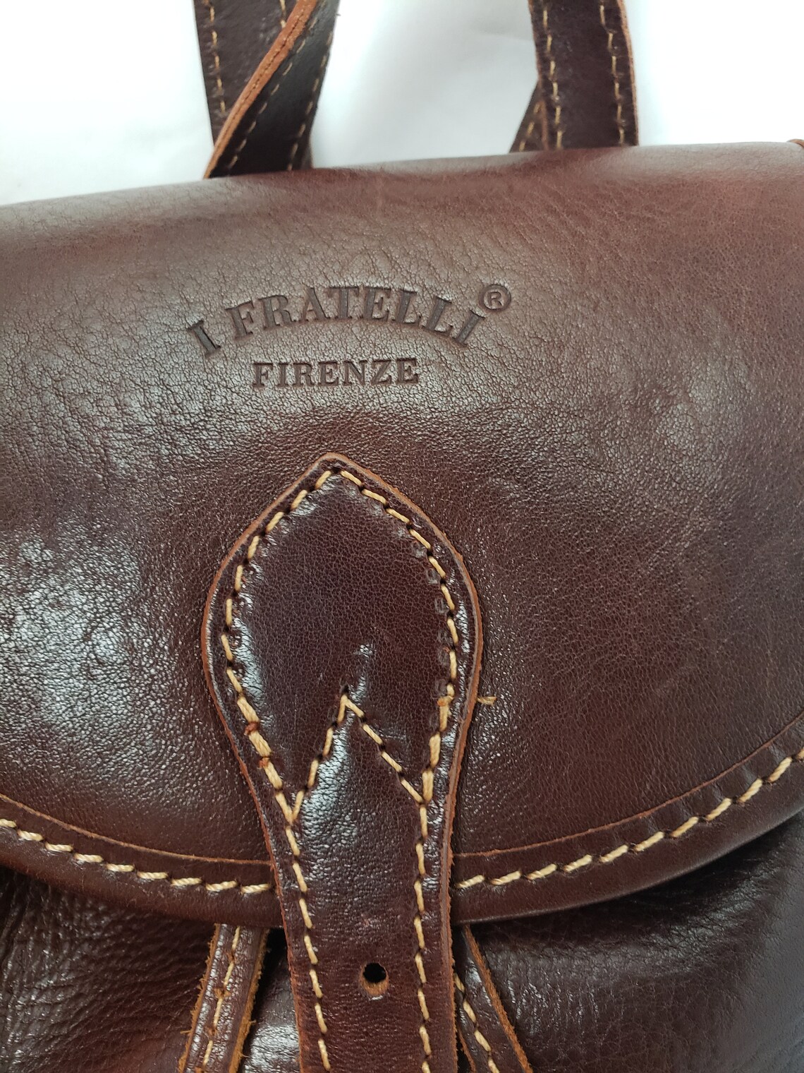 Vintage Brown Leather Backpack I Fratelli Firenzi Large Rucksack City ...