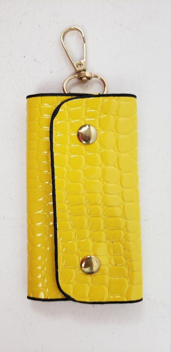 Vintage Yellow Patent Leather Mod Key Keeper Retro Key Chain | Etsy