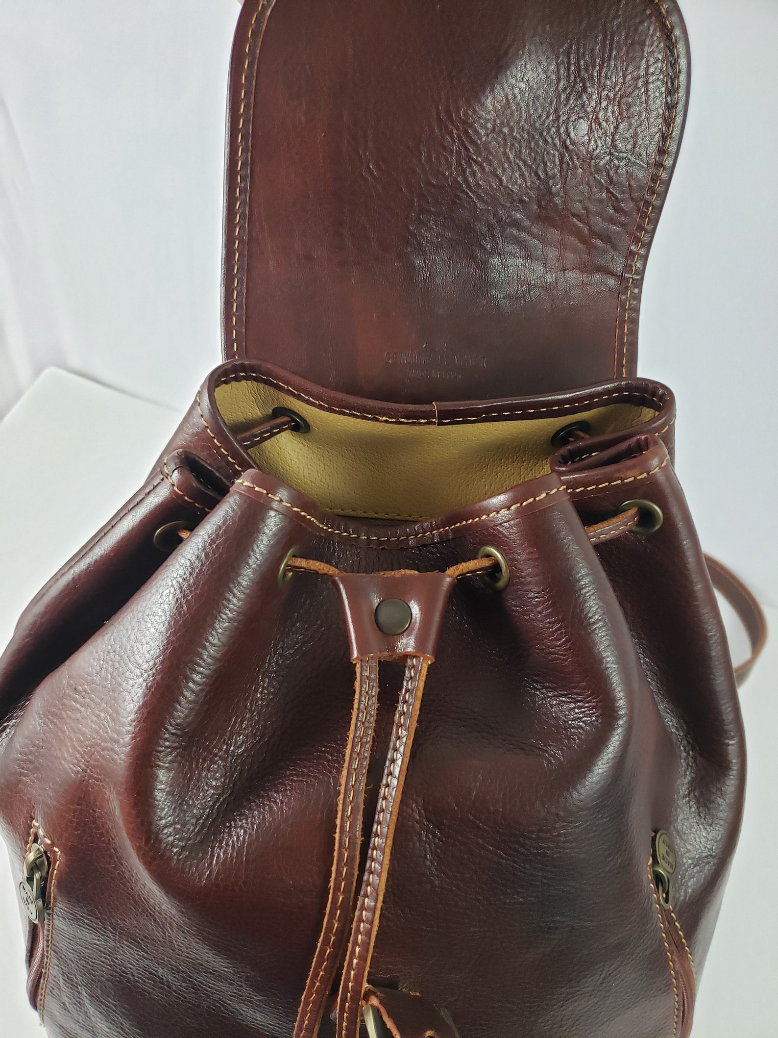 Vintage Brown Leather Backpack I Fratelli Firenzi Large Rucksack City ...