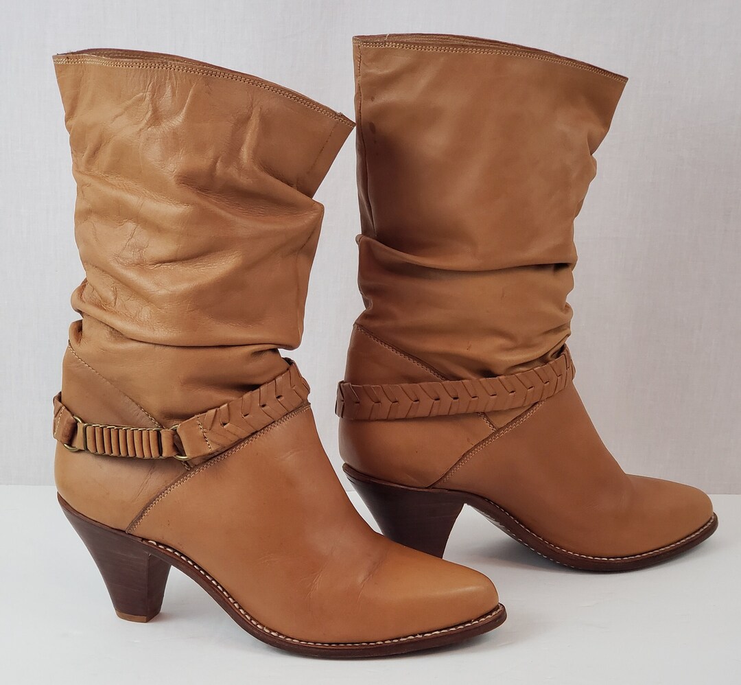 The Wild Pair Women's Western Slouch Boot Mid Calf Size 8.5 B Tan ...