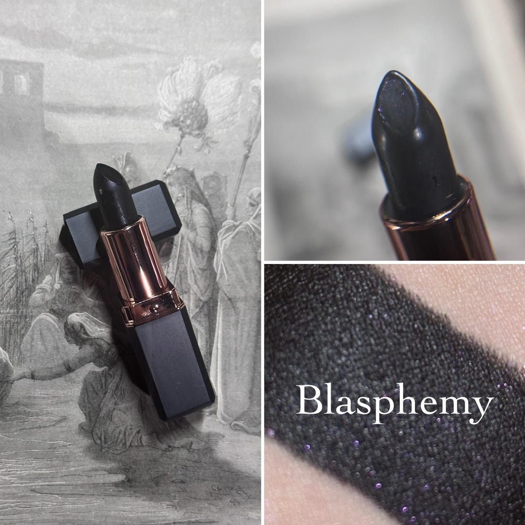 Blasphemy -pitch Black - Gothic Goth Lipstick Opaque Color Lips Bold - Etsy
