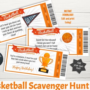 Basketball Scavenger Hunt Clue Cards / Basketball Birthday Kids ...