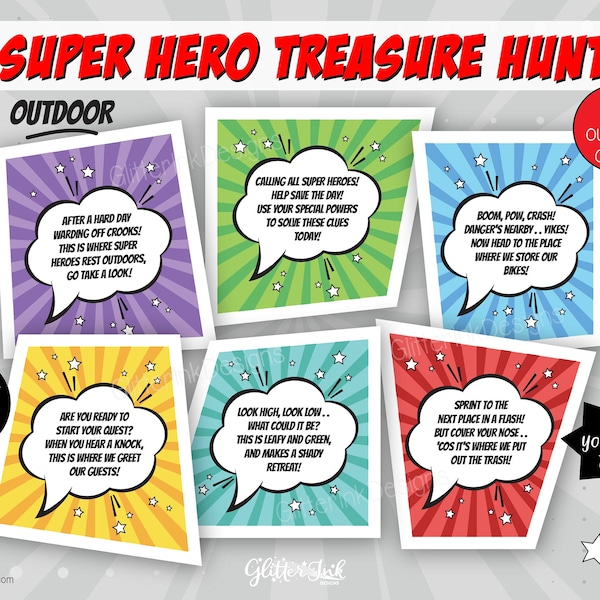 Super Hero Scavenger Hunt Printable - Etsy