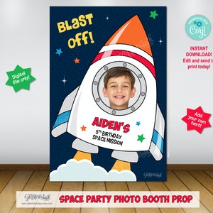 Outer Space Party Photo Booth Frame / Rocket Printable Party Prop ...