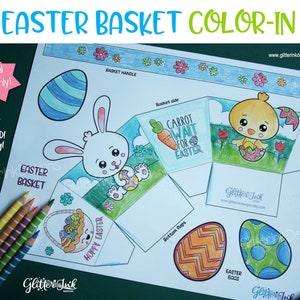 Mini Easter Basket Coloring Page / Easter Chick and Easter Bunny ...