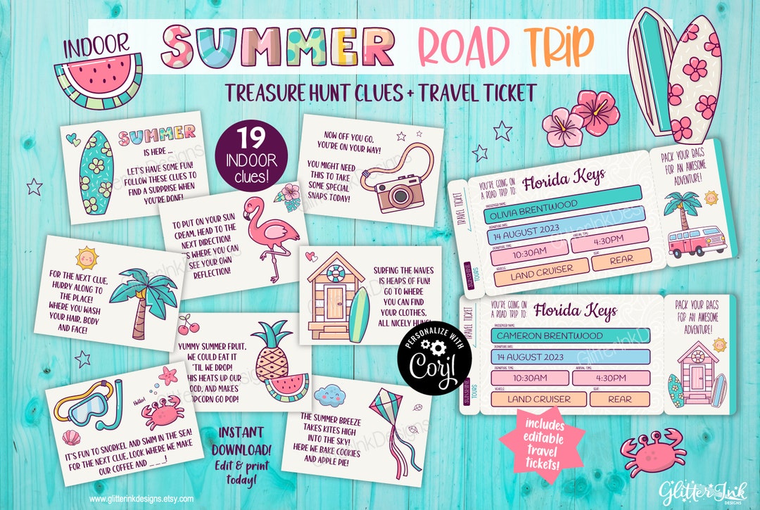 Summer Road Trip Scavenger Hunt & Printable Tickets / Family Vacation ...