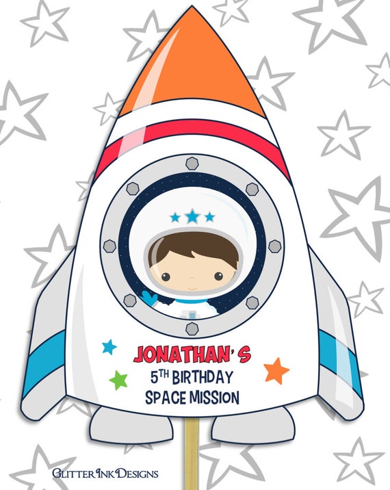 Space Rocket party pdf printable outer space PERSONALIZED centerpiece ...