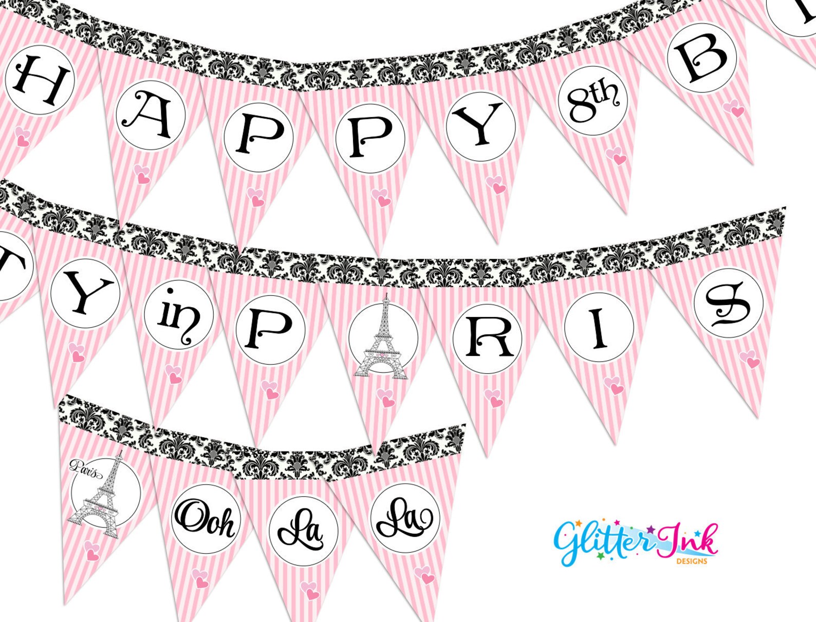 Paris Party Printable Banner / French Themed Birthday Decor / - Etsy