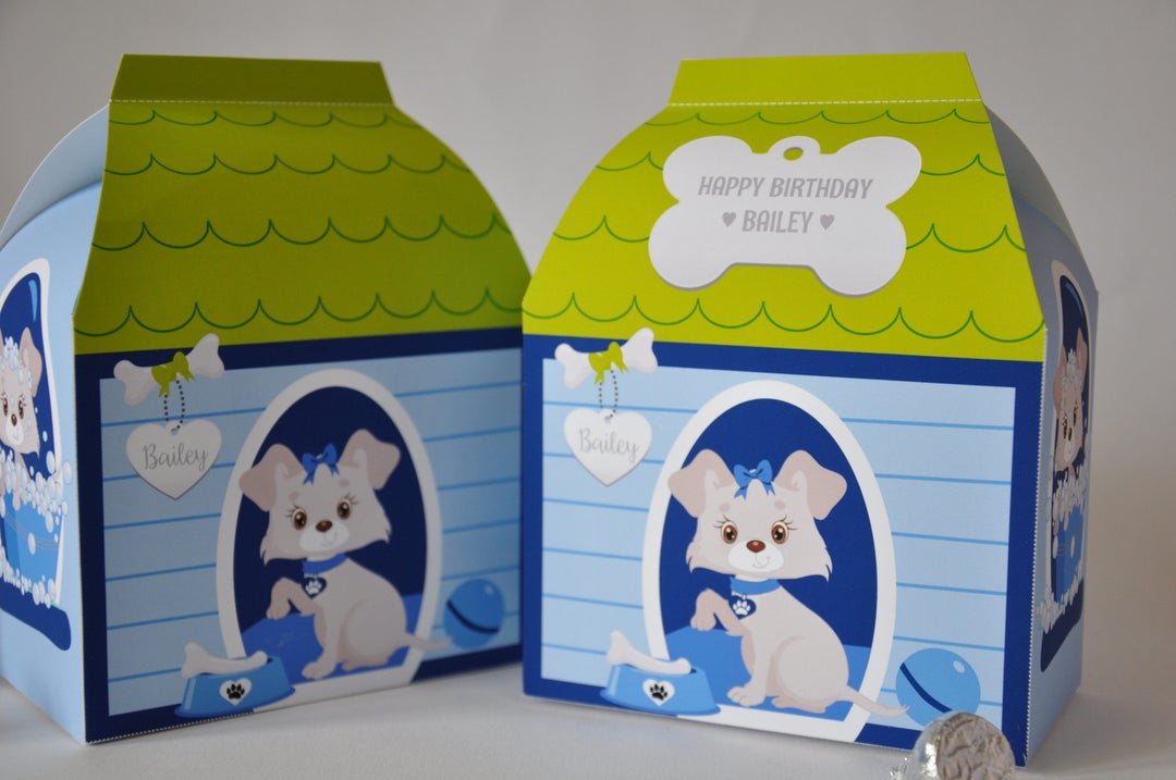 Puppy Dog Birthday Party Printable Dog House Favor Box / Dog Spa Party ...