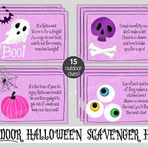Outdoor Halloween Scavenger Hunt / Kids Halloween Treasure Hunt Clues ...