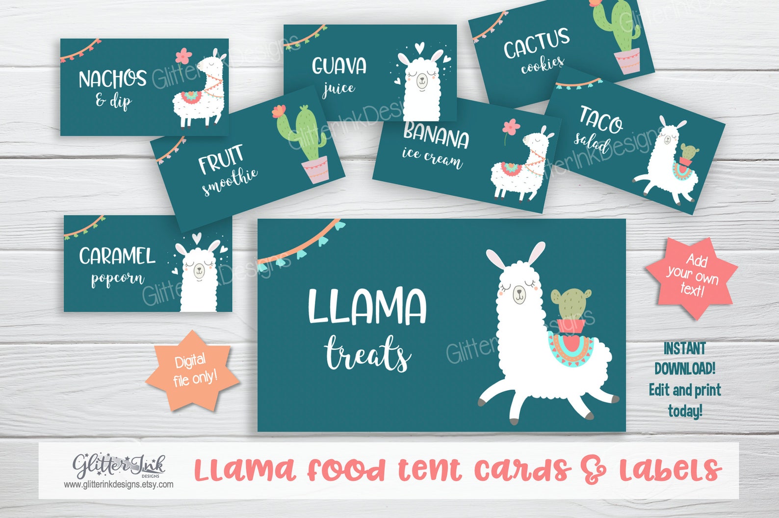 Llama Party Food Tent Cards / Llama Birthday Labels / Llama - Etsy