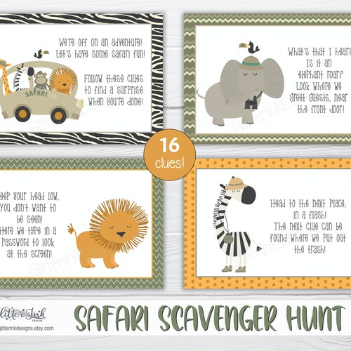 Safari Scavenger Hunt Clue Cards / Jungle Party Treasure Hunt - Etsy
