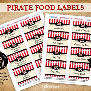 Pirate Party Printable Food Tent Cards and Labels, Editable Birthday ...