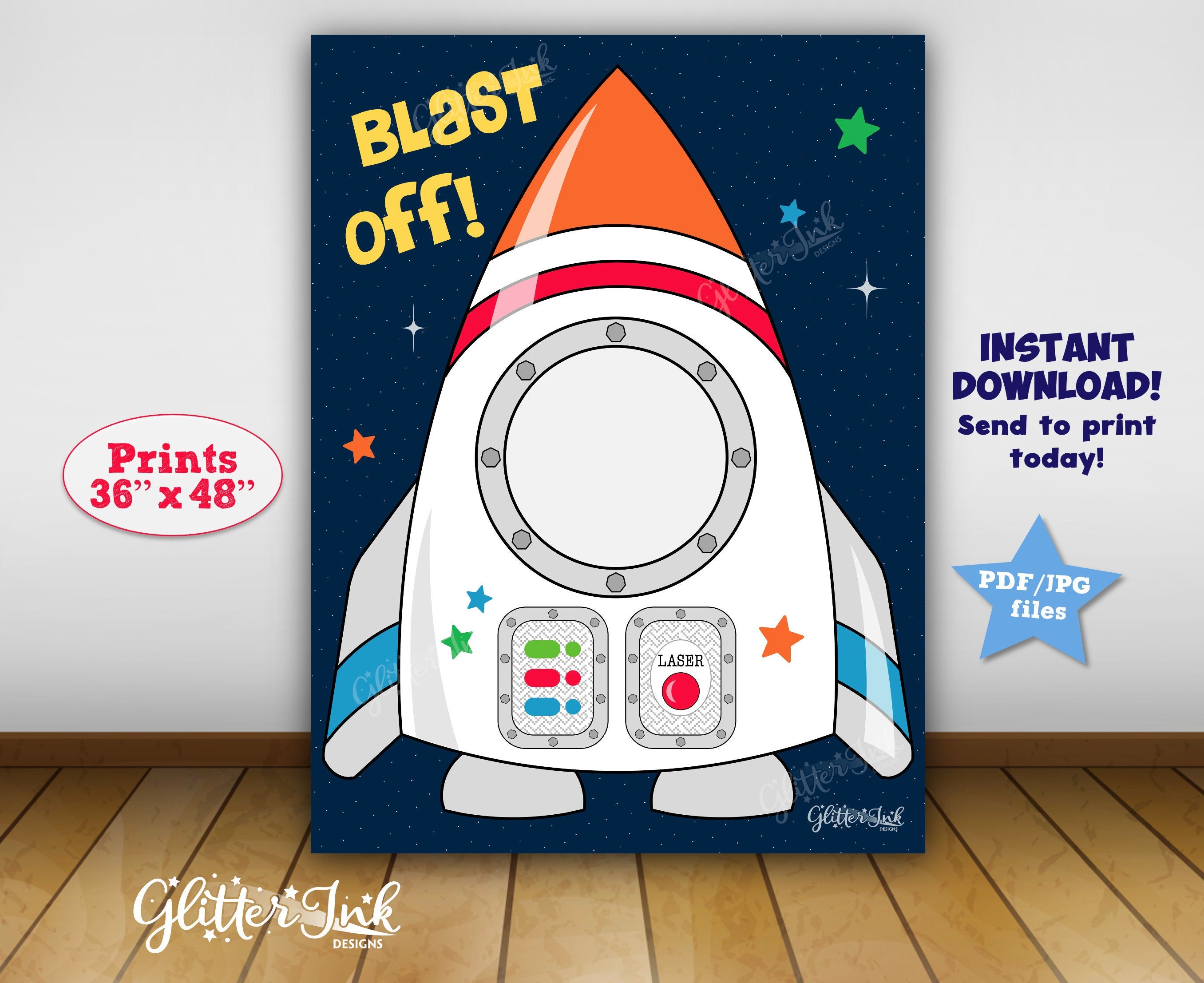 PRINTABLE 36x48 Outer space party photo booth prop / - Etsy México