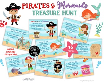 Mermaid Treasure Hunt Kids Birthday Party Games Scavenger - Etsy