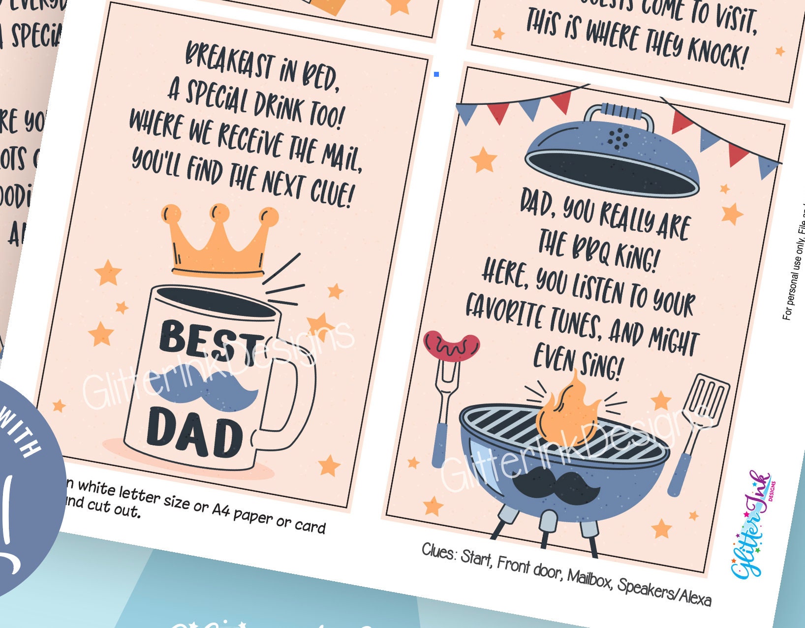 Father's Day Scavenger Hunt / Best Dad Ever Treasure Hunt Clues / Super ...
