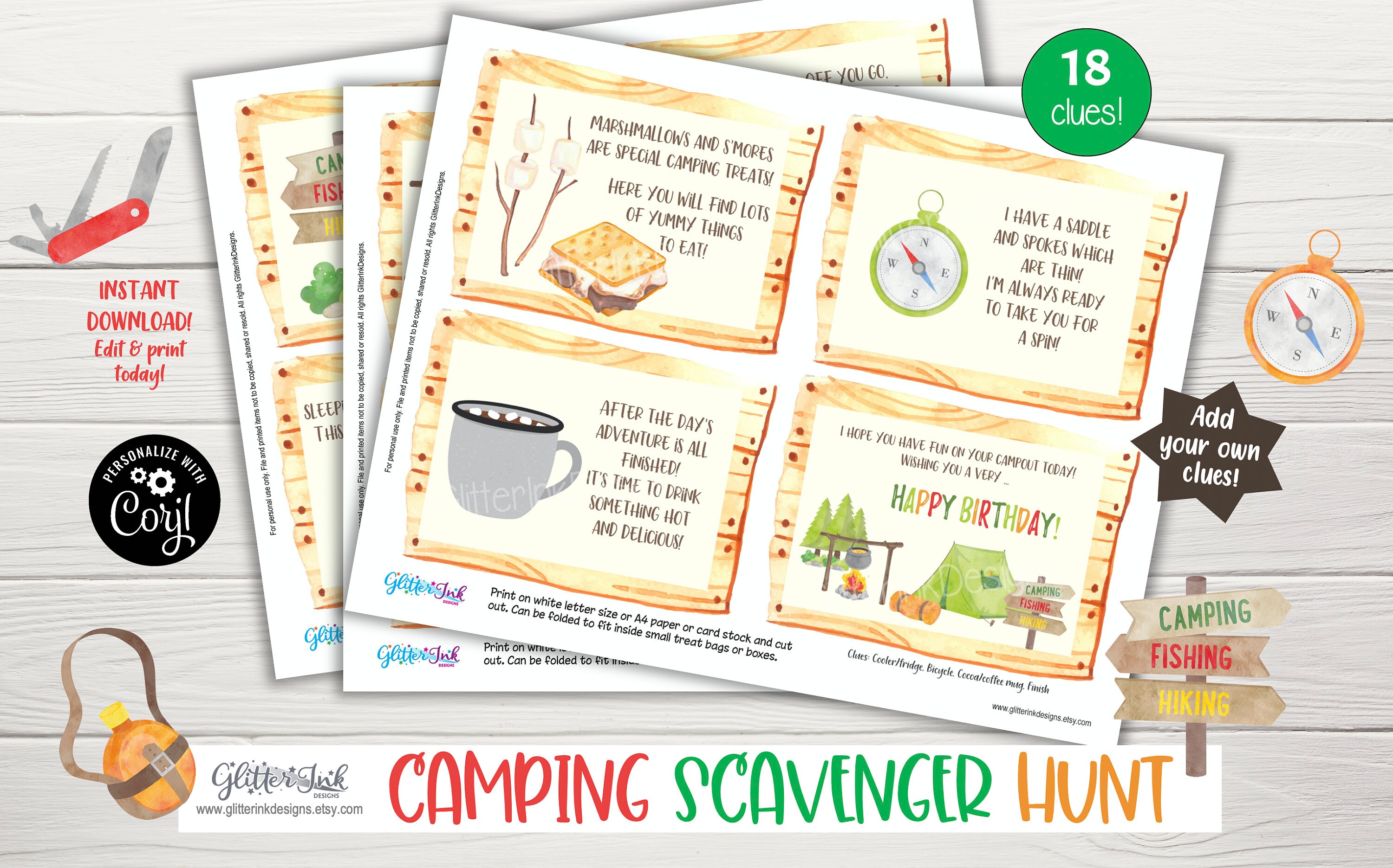 Paper & Party Supplies Party Supplies Camping party printable outdoor ...