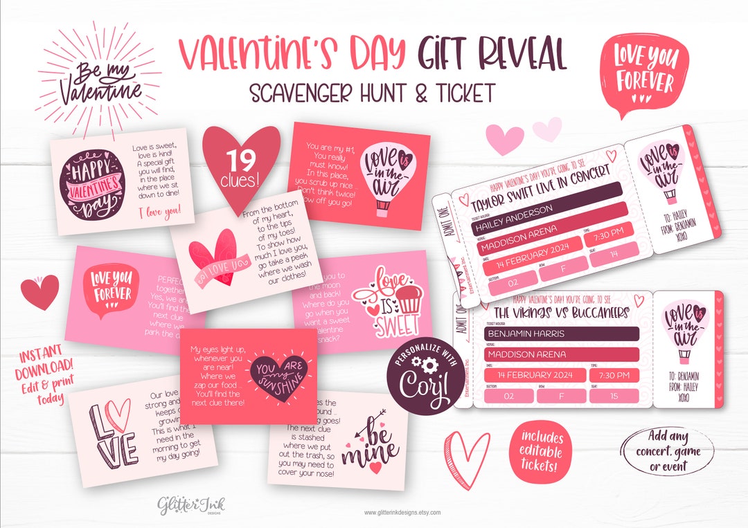 Valentine's Day Surprise Concert Ticket or Game Reveal Scavenger Hunt ...