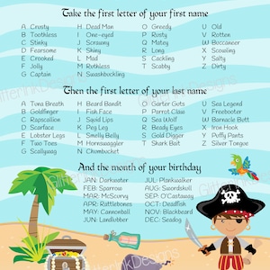 What's Your Pirate Name Party Game, Printable Buccaneer Sign With Name ...