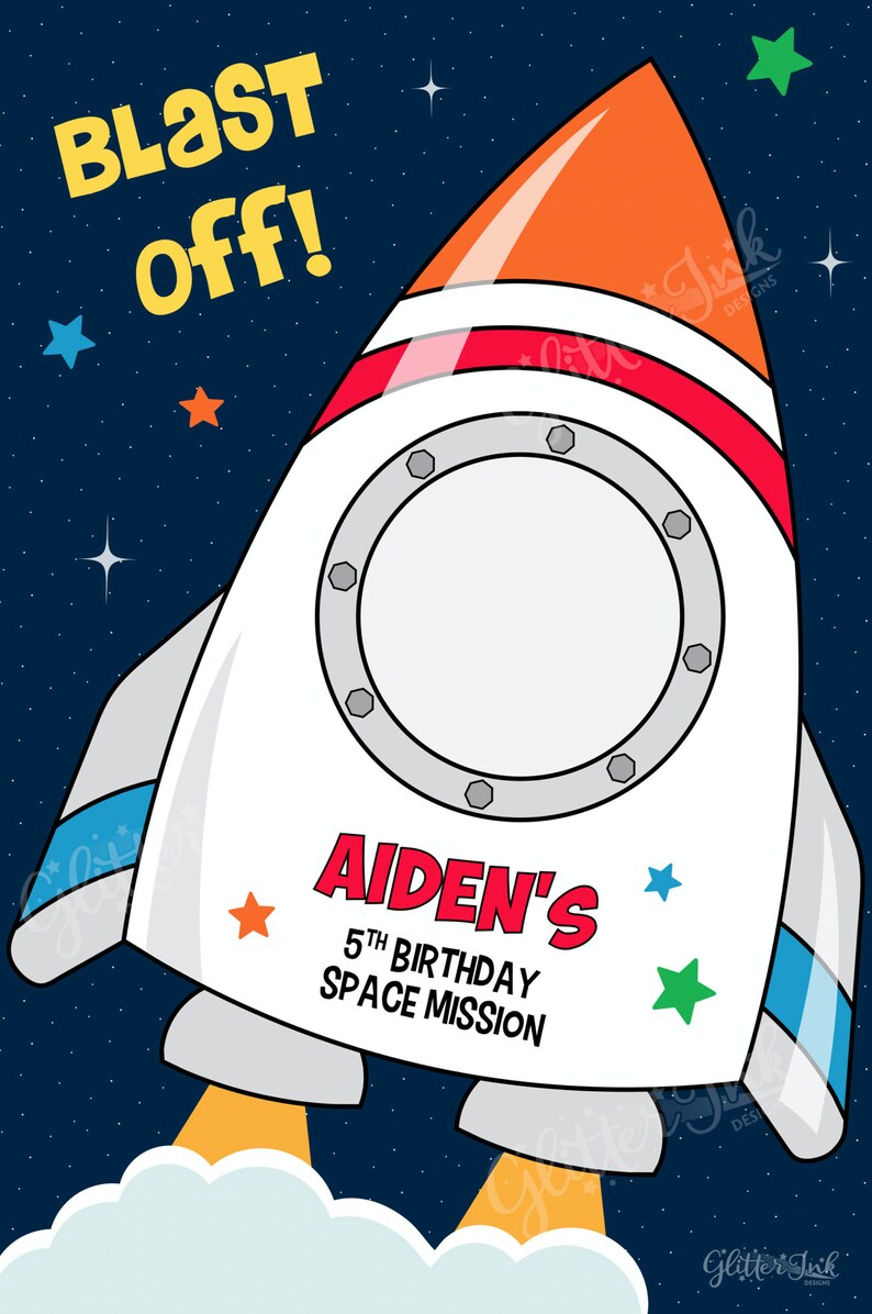 Outer Space Party Photo Booth Frame / Rocket Printable Party - Etsy