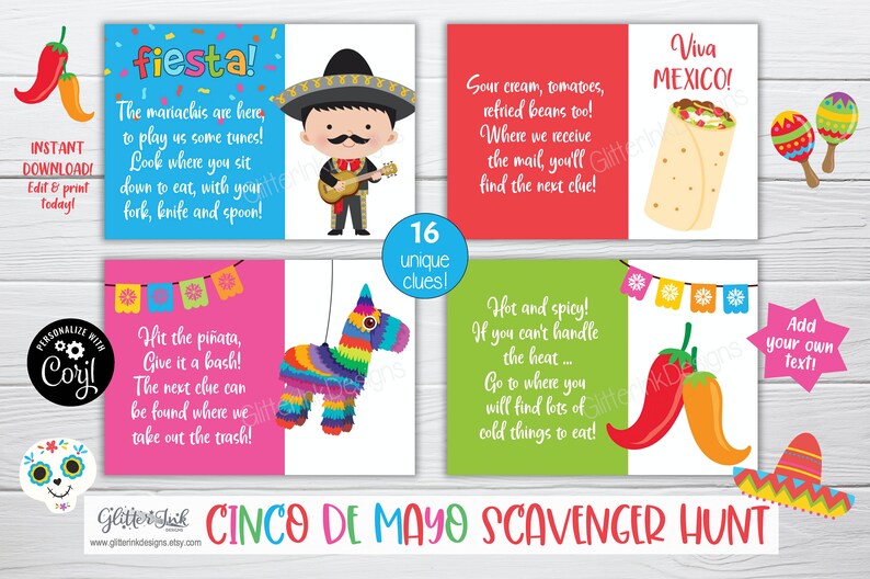 Cinco De Mayo Scavenger Hunt for Kids / Mexican Fiesta | Etsy