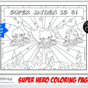 Super Hero Party Coloring Page / Flying Super Heroes Colouring Activity ...