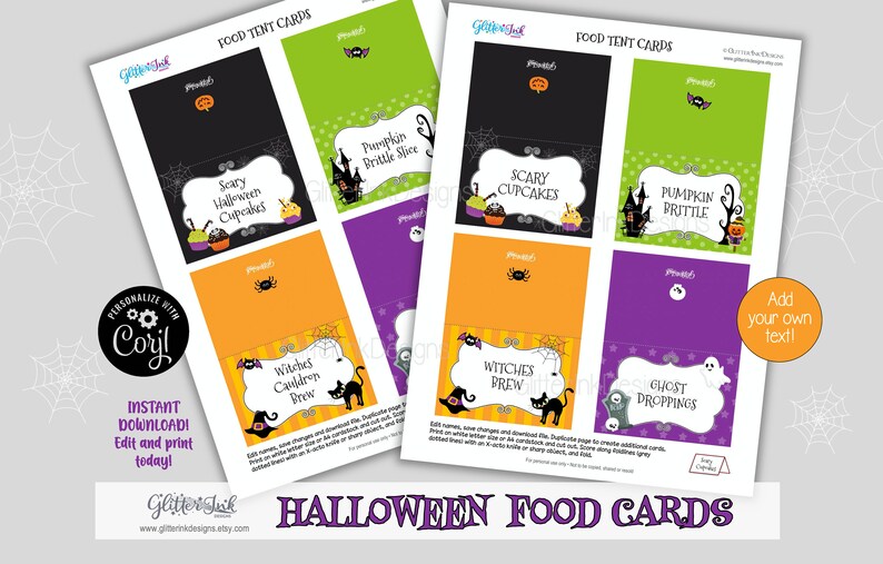 Halloween party food tent cards / Halloween printable treat | Etsy