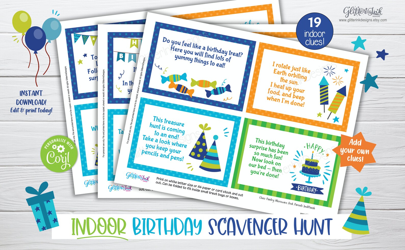 Indoor Birthday Scavenger Hunt / Kids Treasure Hunt Clues / Birthday ...