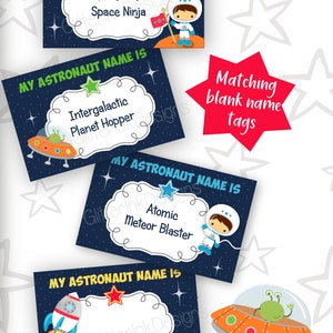 Boy Astronaut Name Game / Printable Outer Space Party Game / Rocket ...
