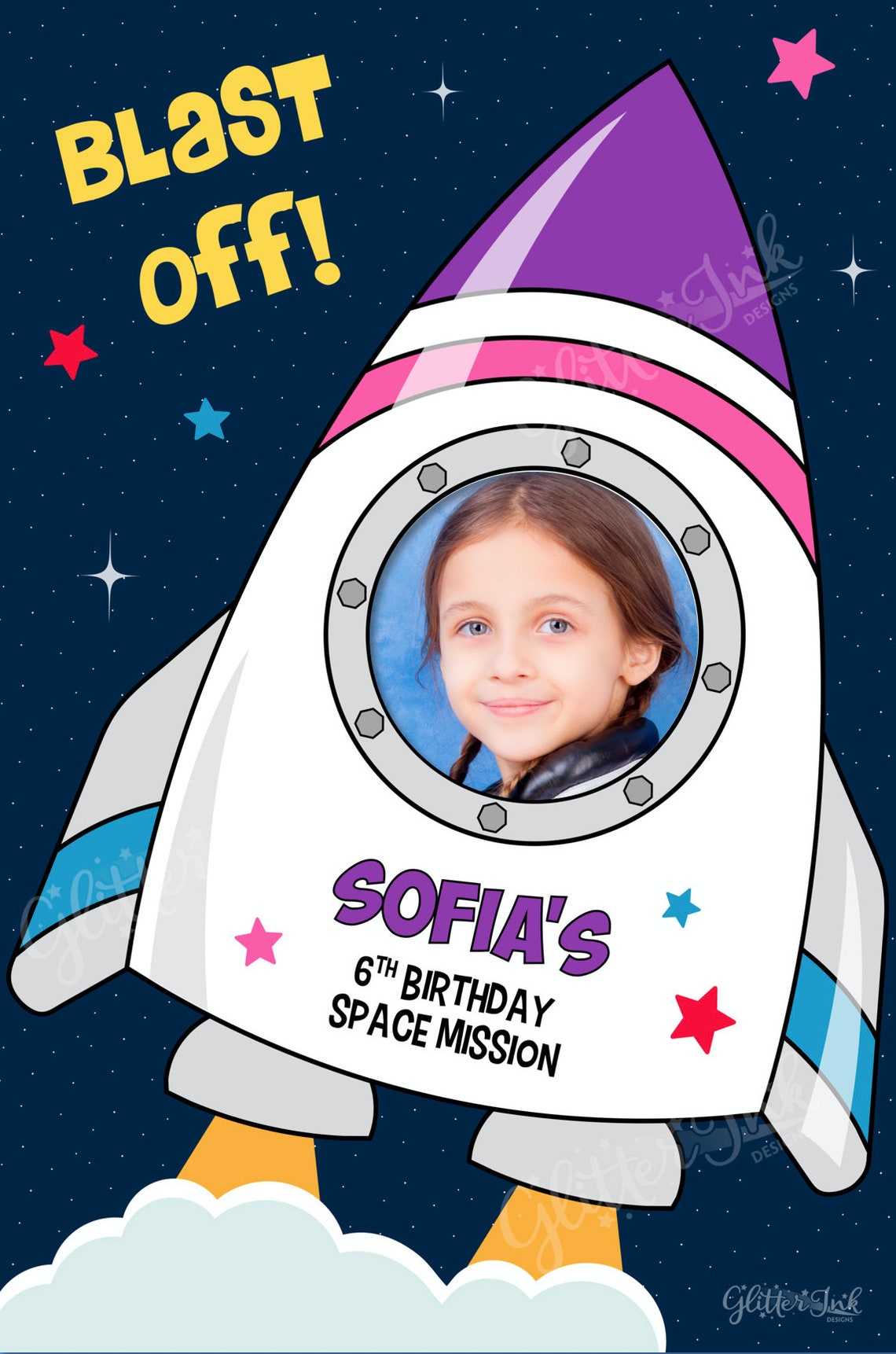 Outer Space Party Photo Booth Frame / Rocket Printable Party Prop ...