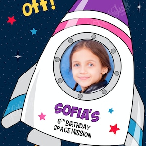 Outer Space Party Photo Booth Frame / Rocket Printable Party Prop ...