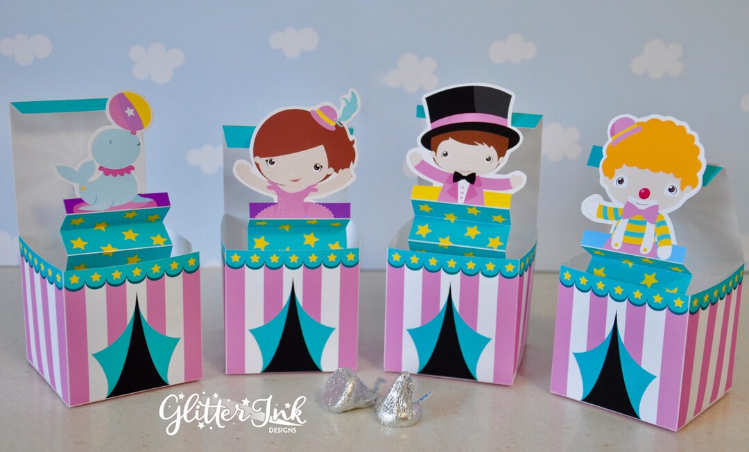 Circus Carnival Kids Pop up Favor Box Jack in the Box PDF Printable ...