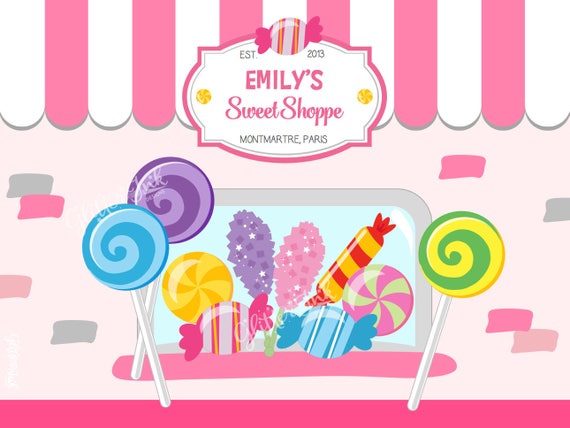 PRINTABLE 24x36" Candy shop party dessert table backdrop / Sweet shoppe ...