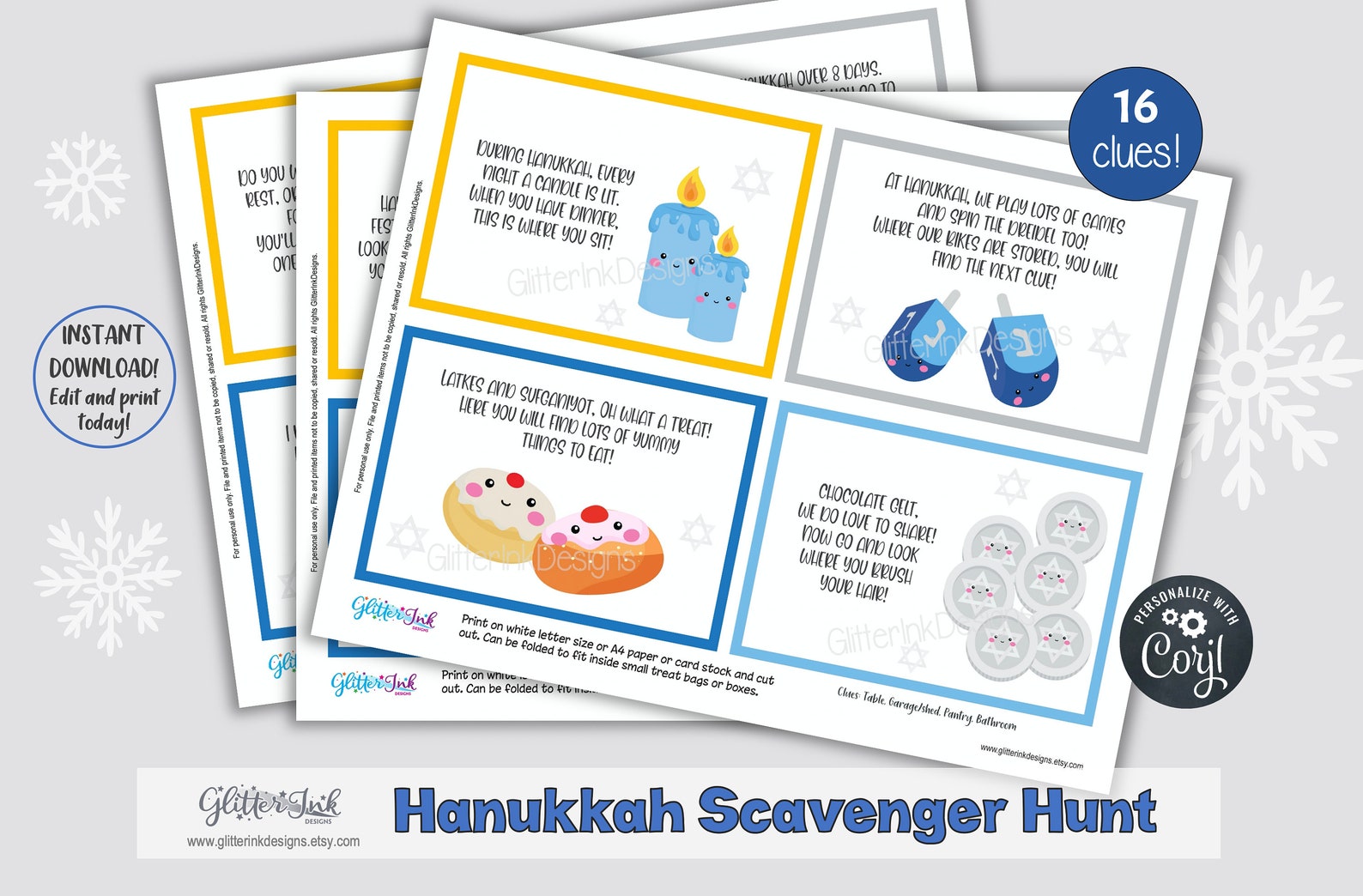 Hanukkah Scavenger Hunt Clue Cards / Hanukkah Treasure Hunt - Etsy