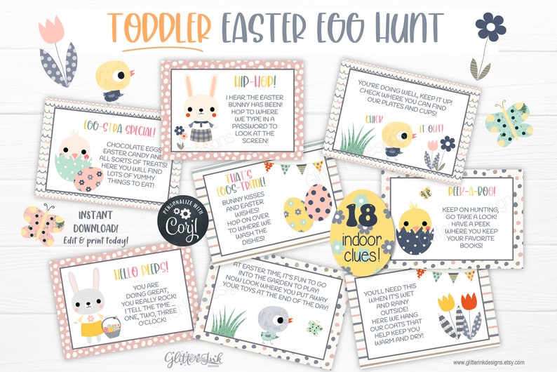 Toddler Easter Scavenger Hunt Easy Clues / Printable Easter Egg Hunt ...