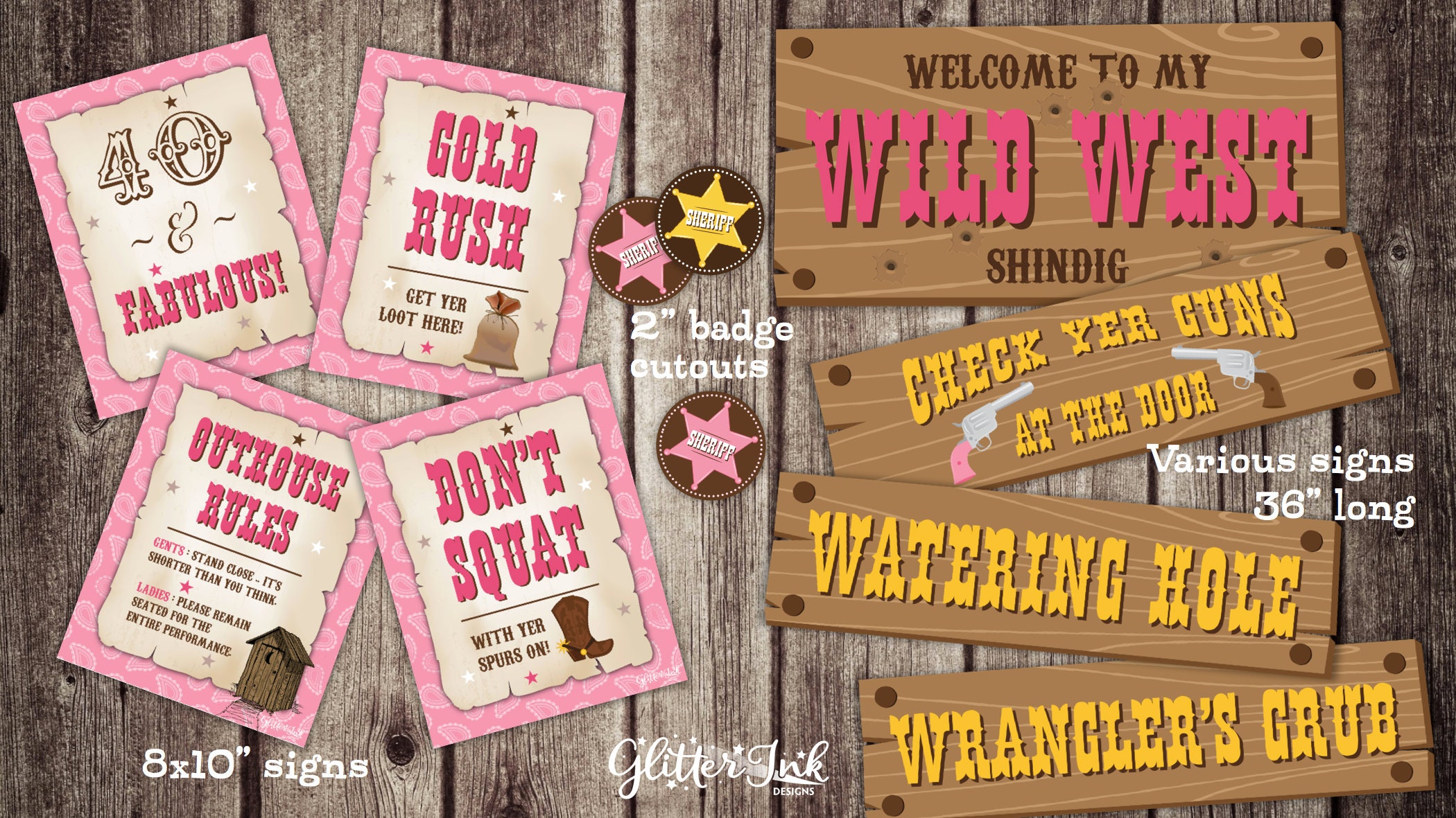 Pink cowgirl wild west party props for 40th birthday | Etsy