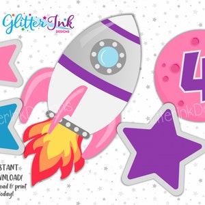 Outer Space Party Printable Cake Topper / Outer Space Birthday Cake ...