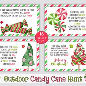 Outdoor Christmas Candy Cane Hunt Clue Cards, Peppermint Fun Family ...
