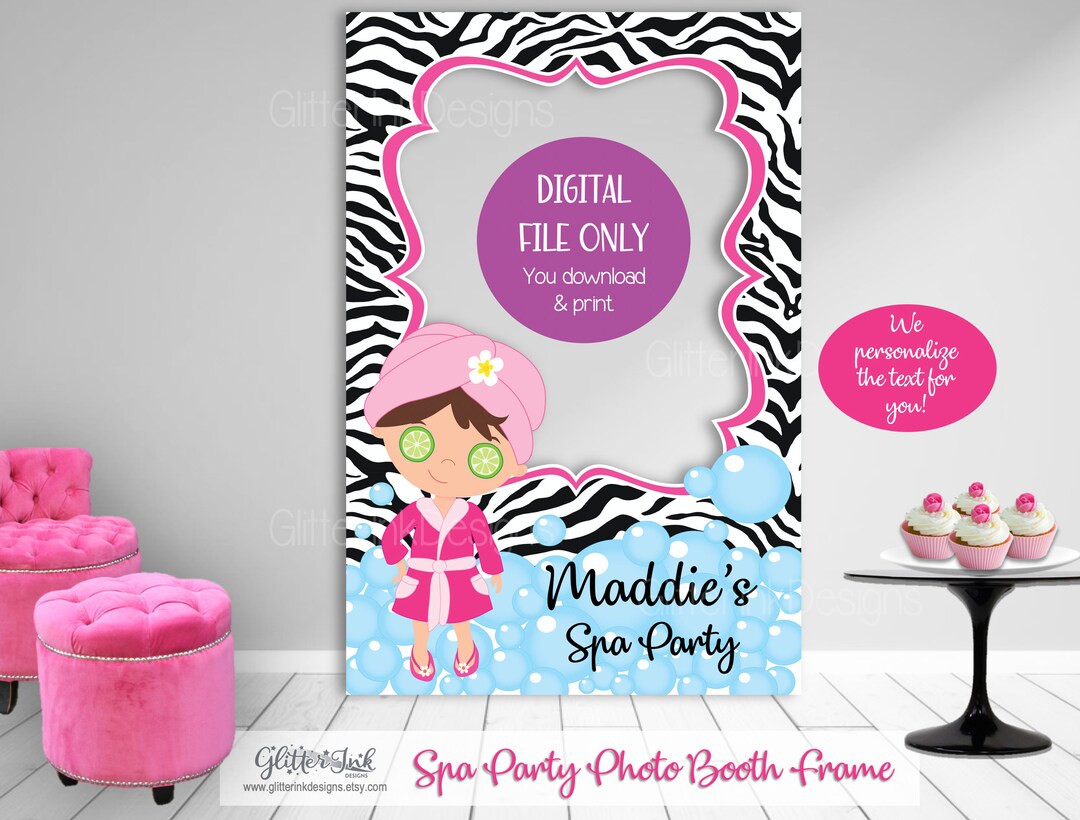 Spa Party Glam Diva Makeover Hot Pink Zebra Print Photo Booth Frame ...