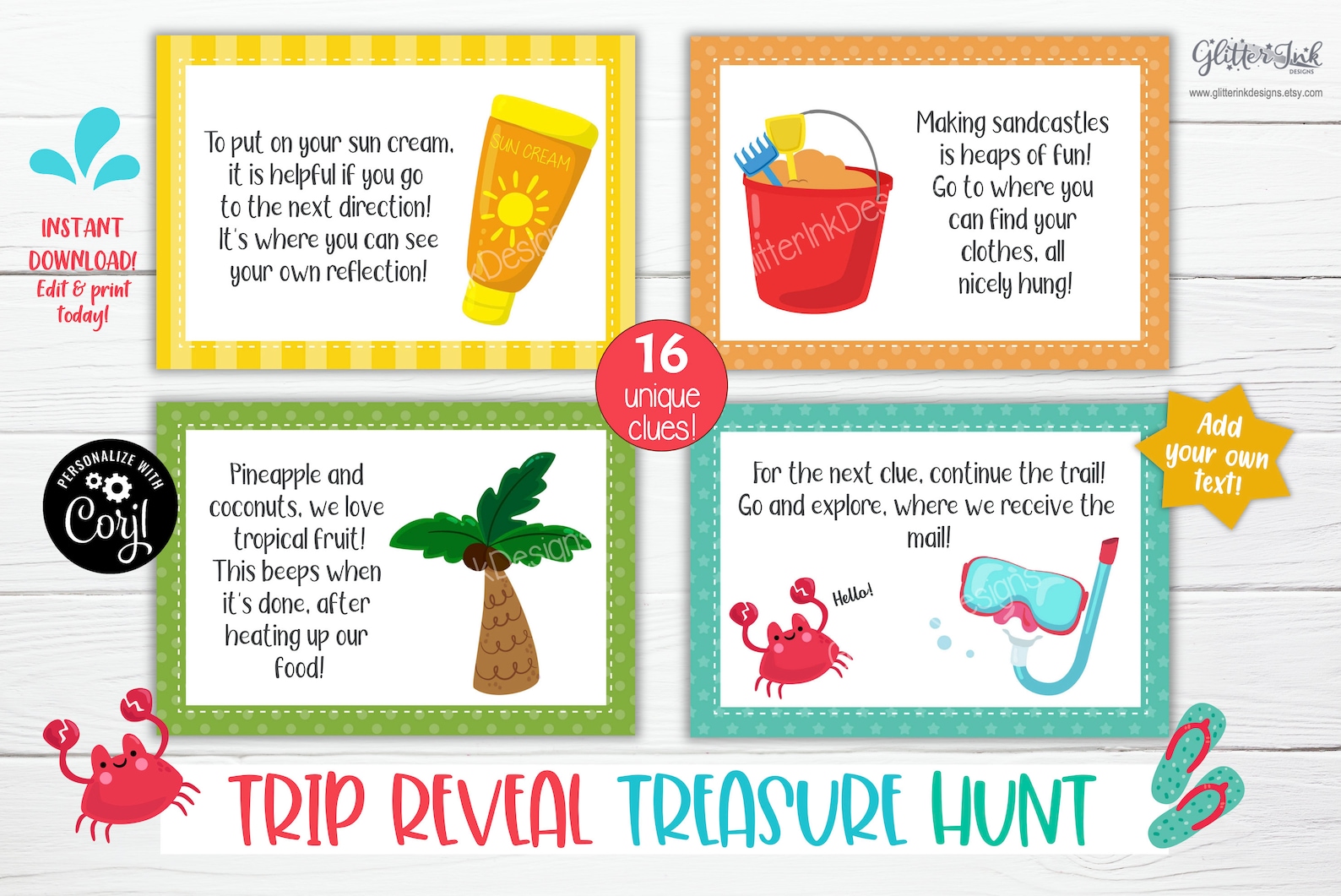 Beach Surprise Trip Reveal Scavenger Hunt & Printable Boarding Pass ...