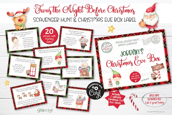 Twas the night before Christmas scavenger hunt with printable Christmas ...