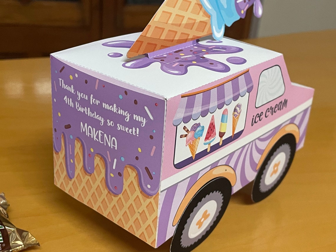 Ice Cream Truck Printable Favor Box / DIY Ice Cream Party - Etsy