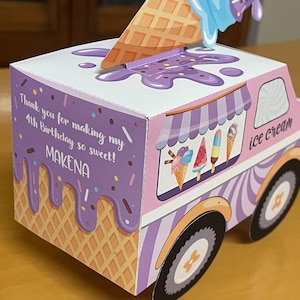 Set of 4 Ice Cream Truck Printable Favor Box Templates / Ice Cream ...